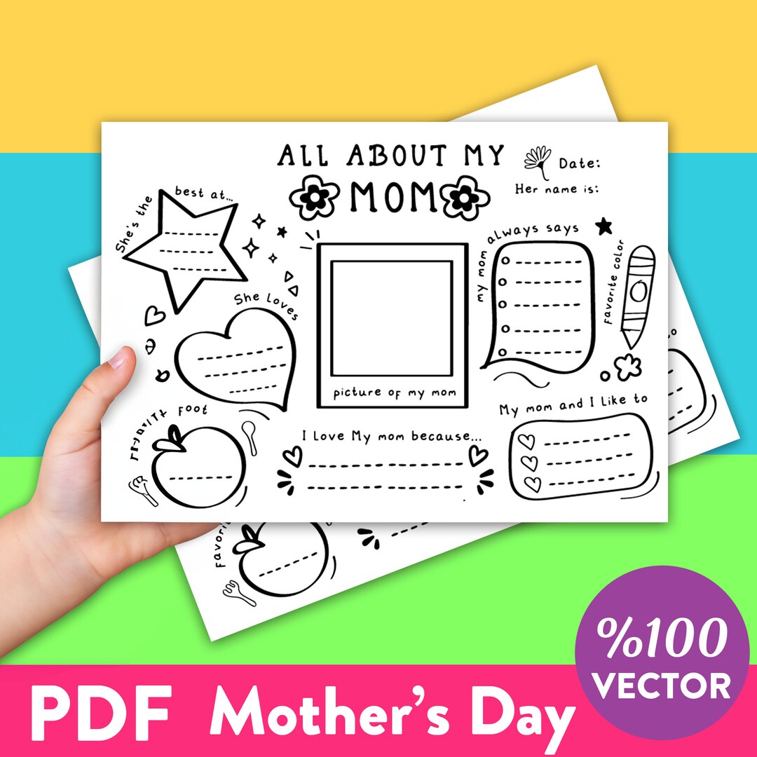 All About My Mom Pdf, Mother's Day Gift, Printable for Mother's Day ...