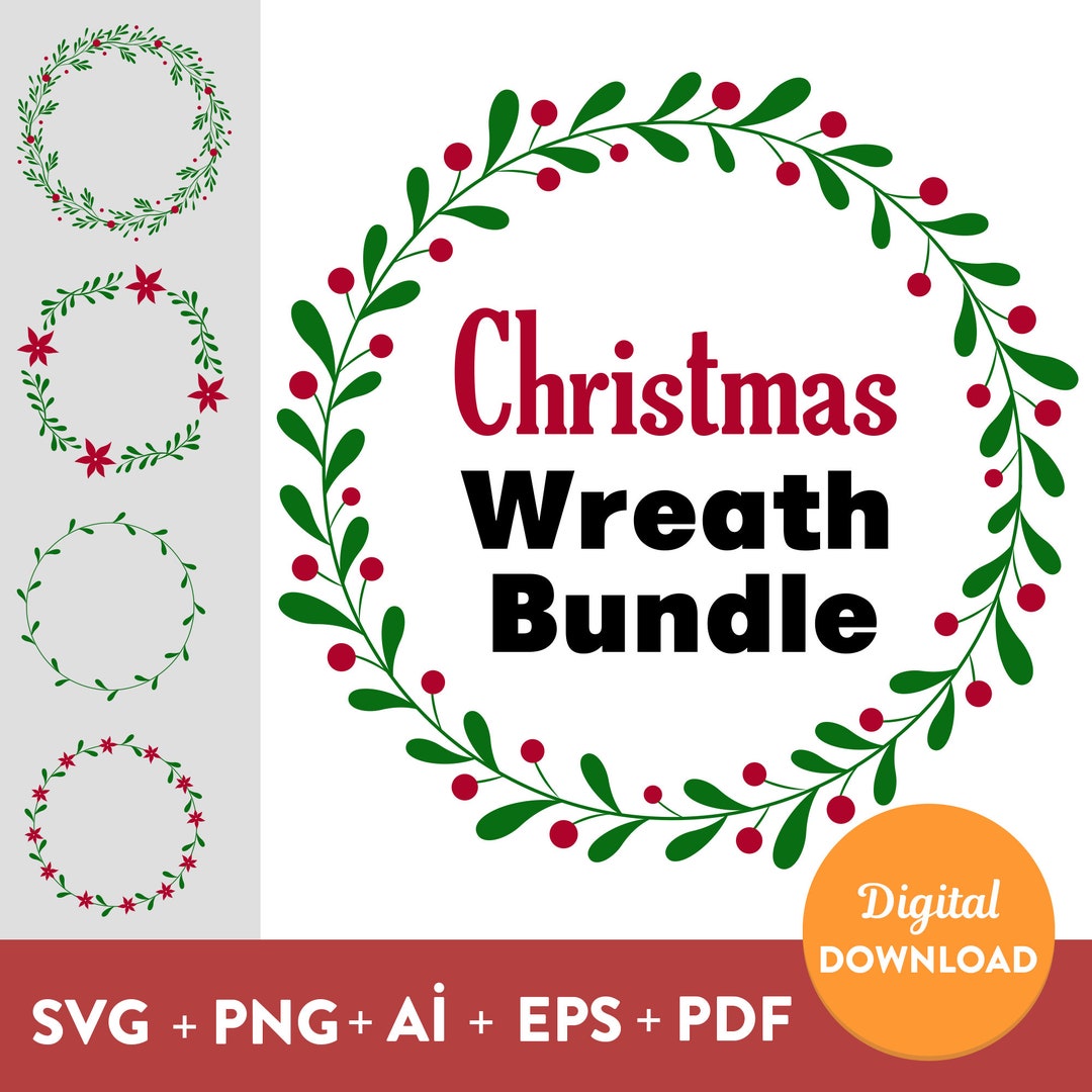 Christmas Wreath SVG, Holly Wreath SVG, Chchristmas Decoration ...