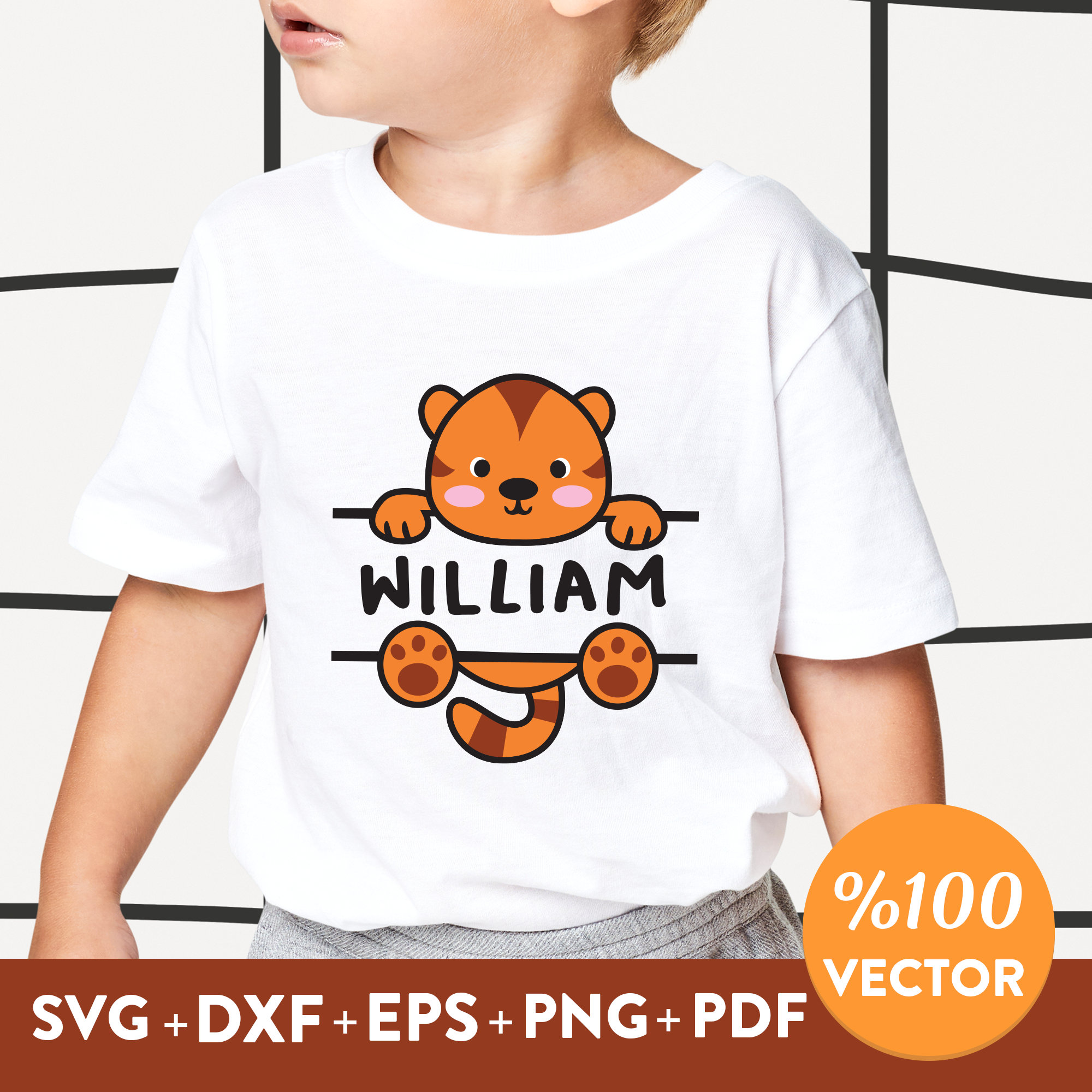 Tiger Monogram Svg, Split Name Frames SVG, Tiger Name Frame Cut File ...