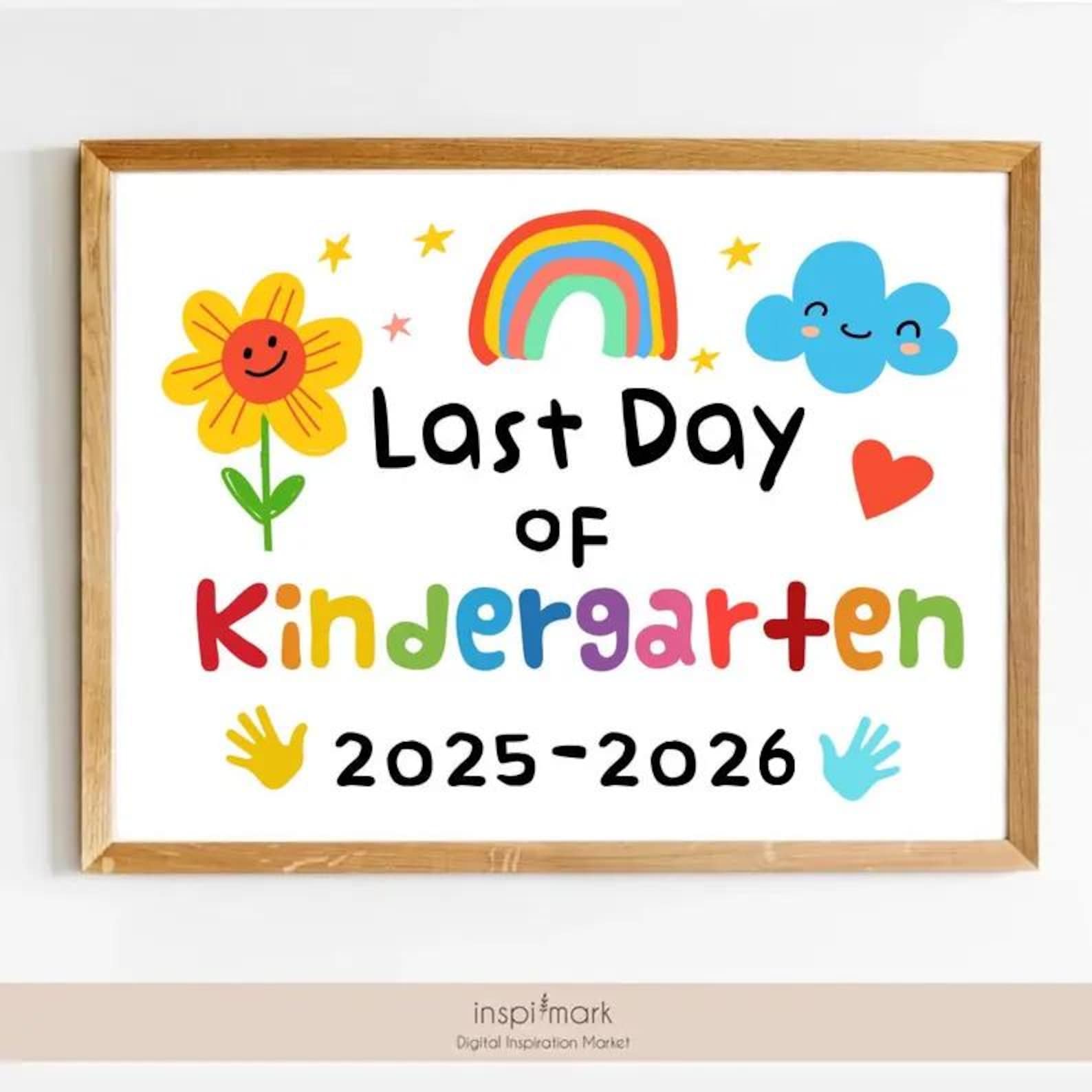 Last Day of Kindergarten Sign, Colorful School Photo Prop (digital ...