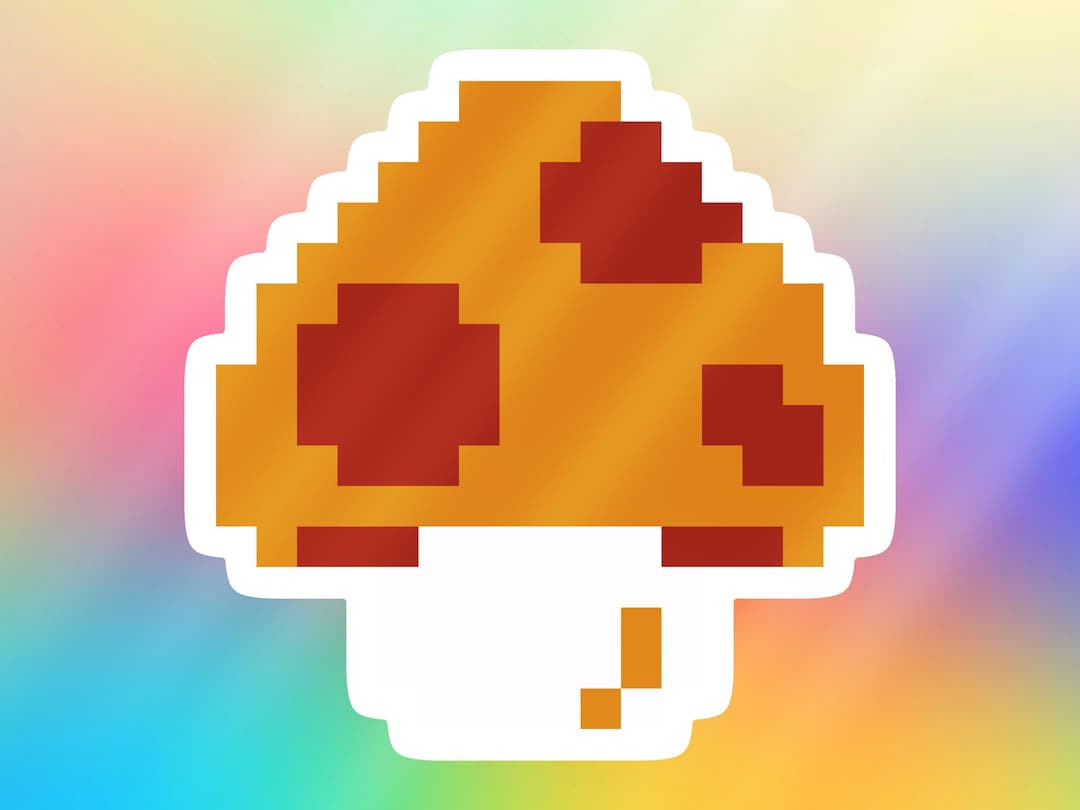 Retro Mushroom Sticker, Super Mario Bros NES Pixel Art || 53x53mm - Etsy