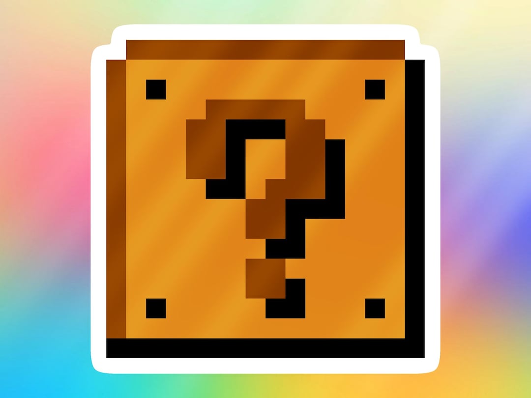 Retro Question Block Sticker, Super Mario Bros NES Pixel Art || 52x52mm ...