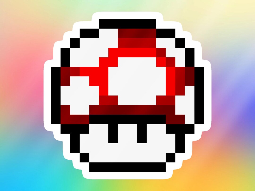 Pixel Mushroom Sticker, Super Mario Bros SNES Pixel Art || 54x54mm - Etsy