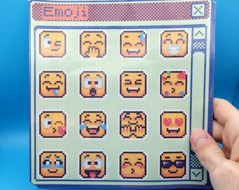 Pixel Happy Emoji Sticker Sheets, Cute Funny Stickers TWO Different Sheets 31 Stickers Total - Etsy
