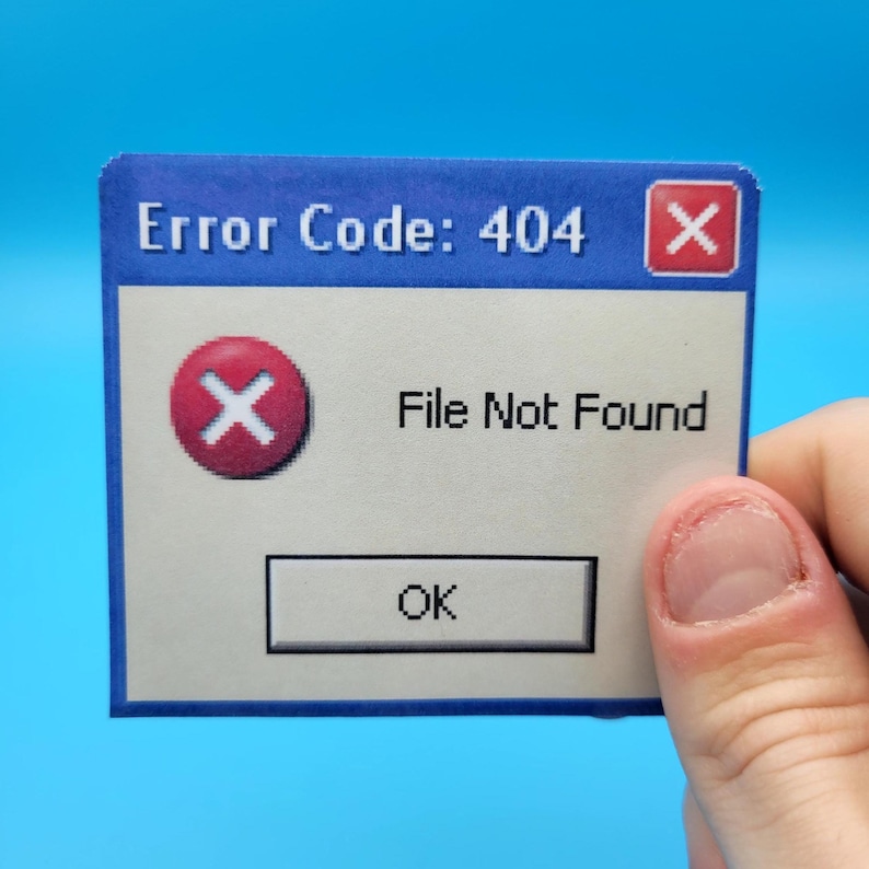 File Not Found Sticker, Funny Y2K Error Popup || 75x63mm - Etsy