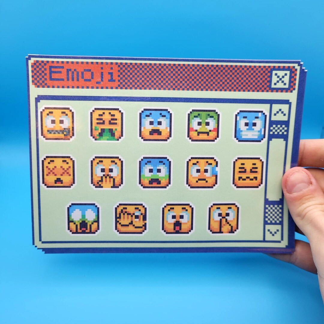 Pixel Emoji Fear/disgust Sticker Sheet, Cute Funny Stickers 160x118mm ...