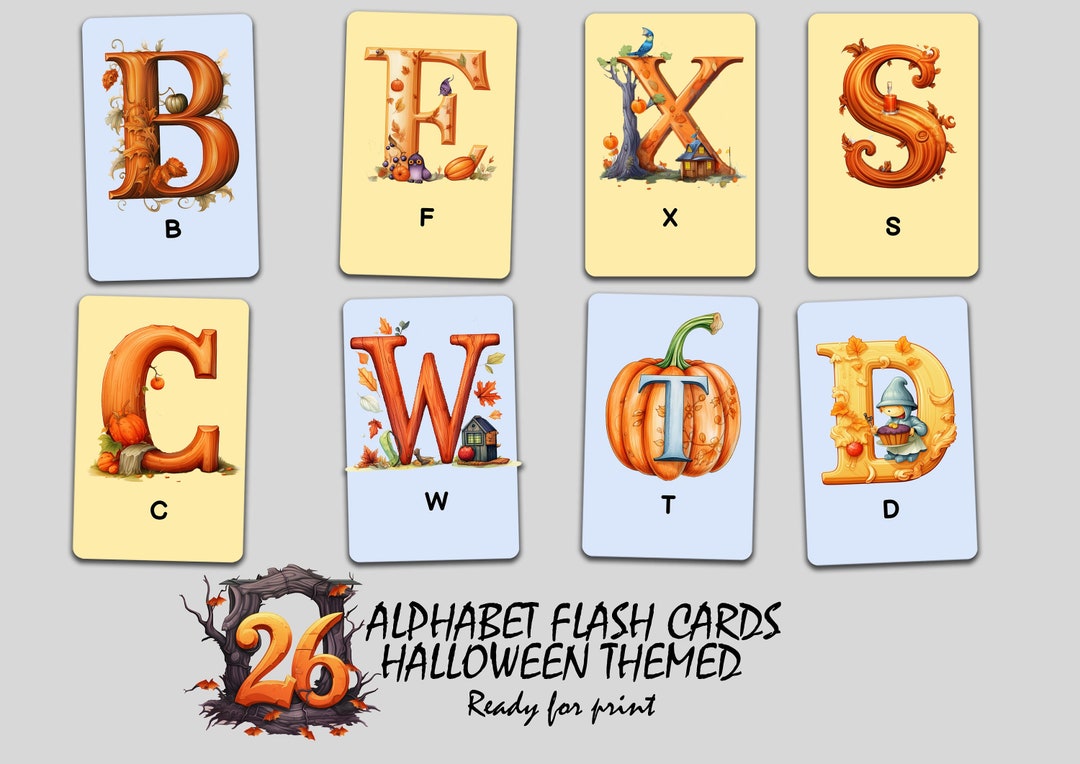 Printable Alphabet HALLOWEEN Themed Flash Cards Classroom - Etsy