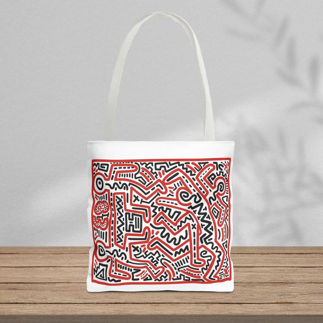 Keith Haring Style Tote Bag Modern Art - Etsy