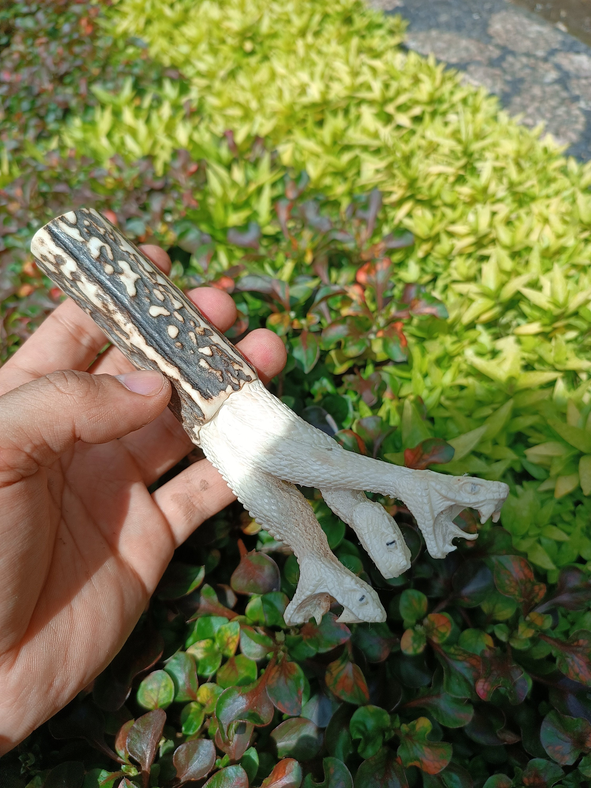 Deer Antler Carving for Knife Handle 3 Snack Heads - Etsy