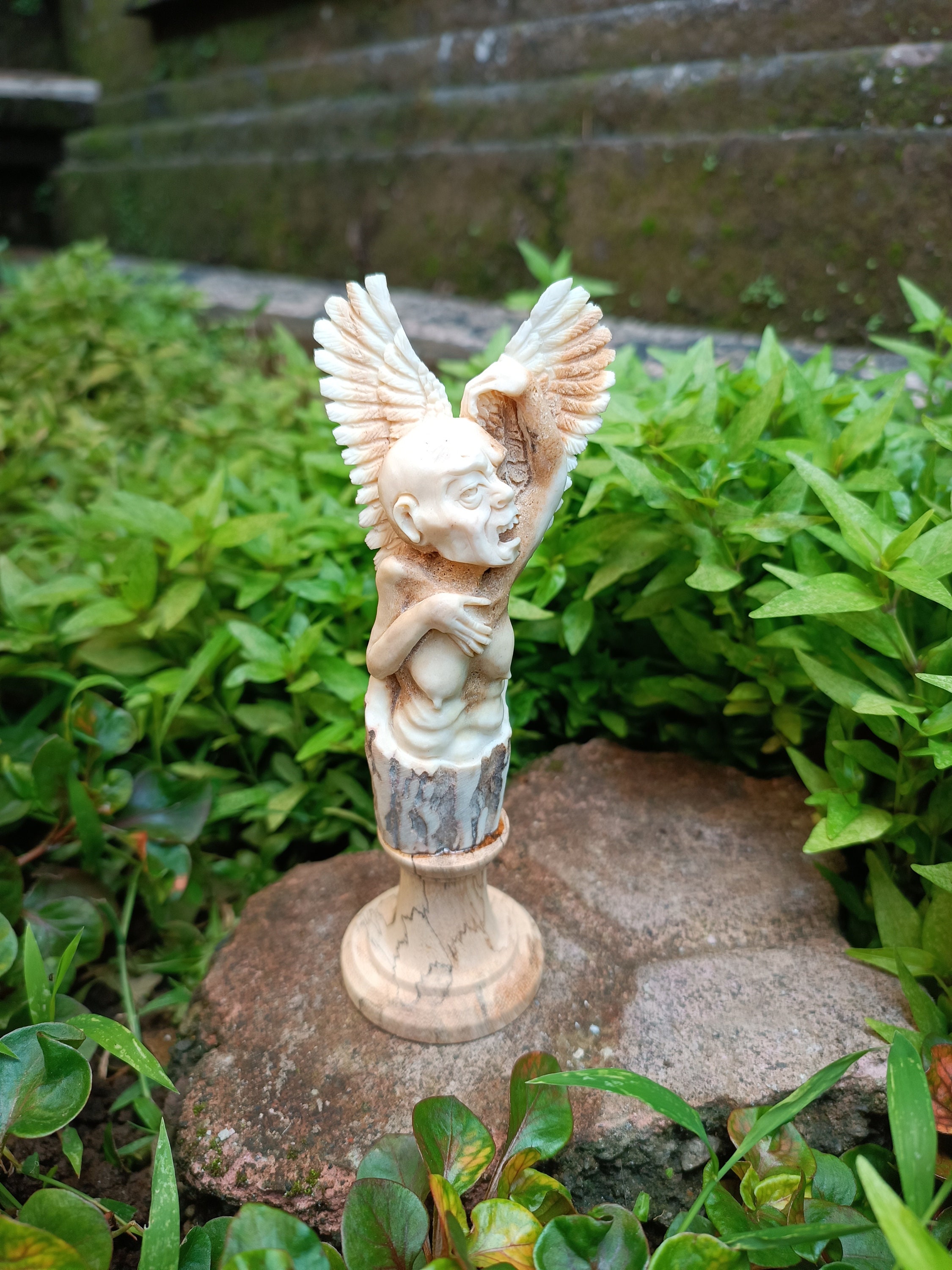 Angel Skeleton Statue Carved With Deer Antlers - Etsy