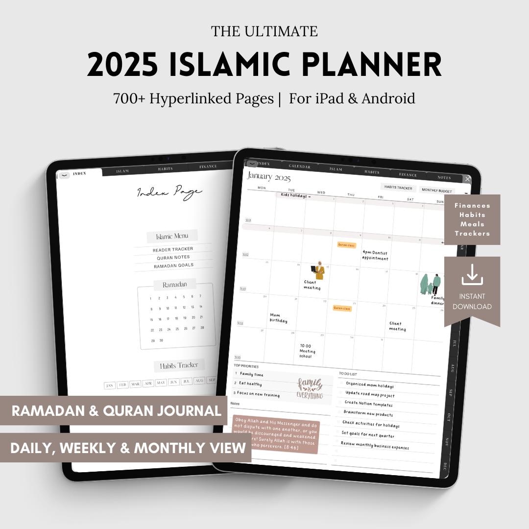 2025 Islamic Digital Planner | Muslim Planner | Quran and Salat Tracker ...