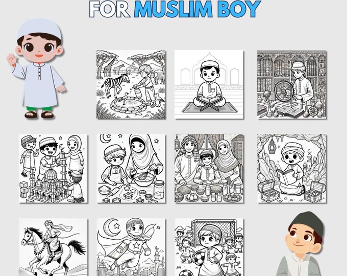 Islamic Coloring Book | Muslim Boy Coloring Pages | Everyday Islamic ...