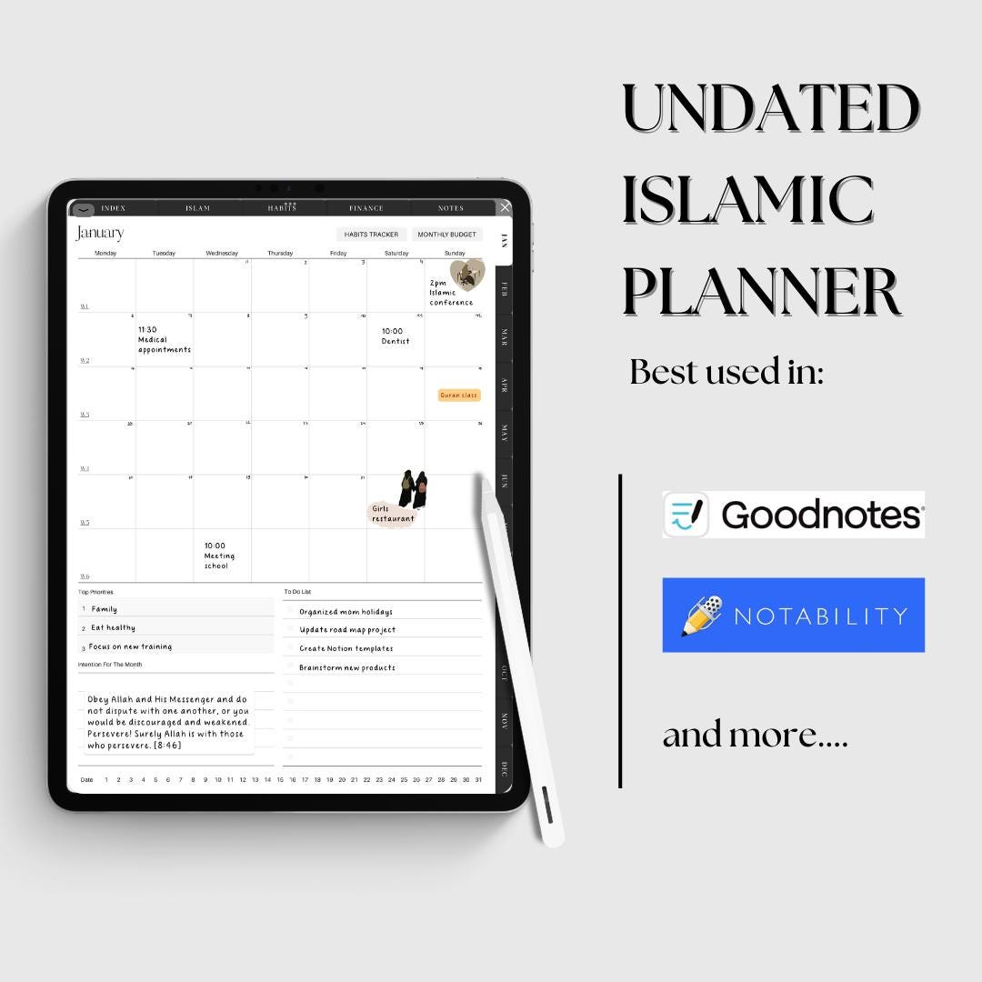 Undated Islamic Planner Muslim Planner Islamic Journal for Spiritual ...