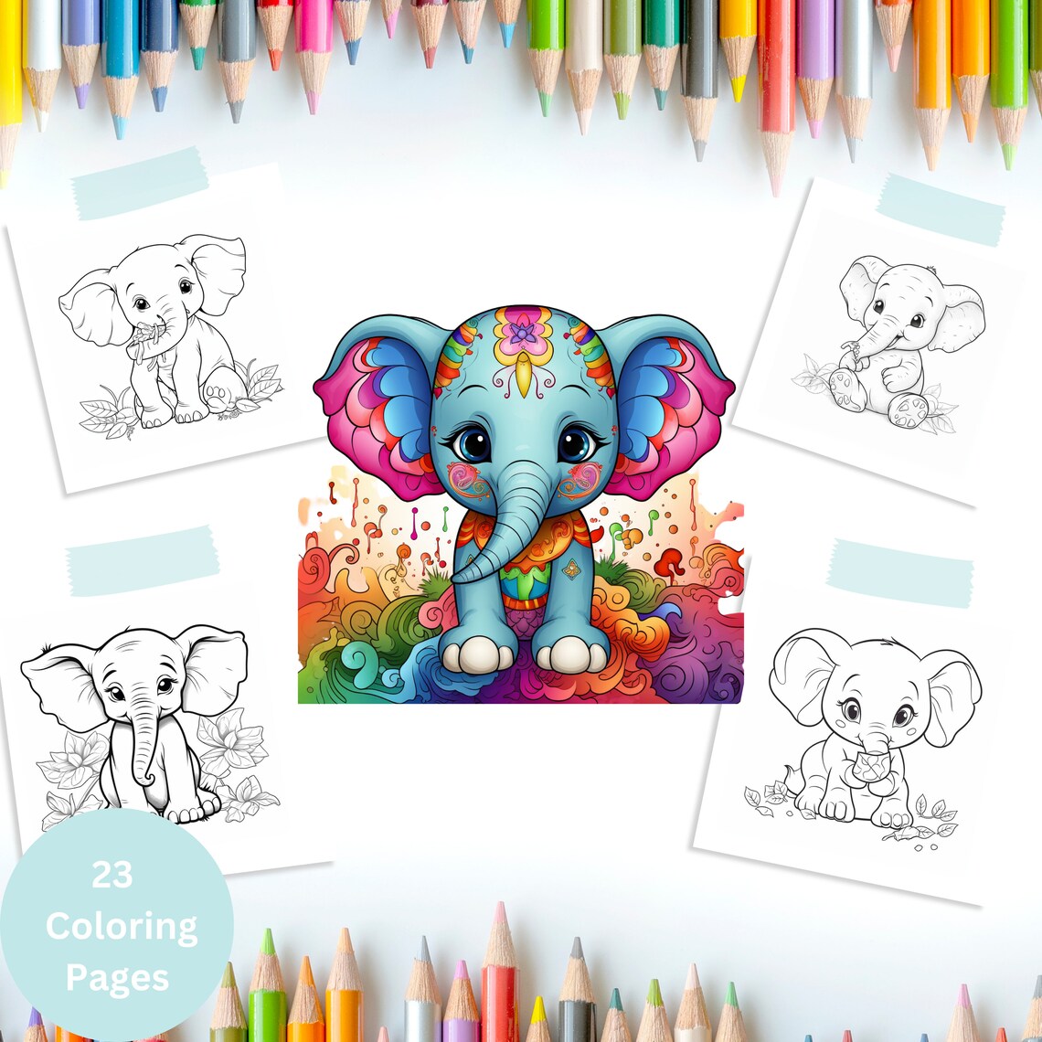 Colouring Pages for Children, Colouring Pages Elephant, Baby Elephant ...