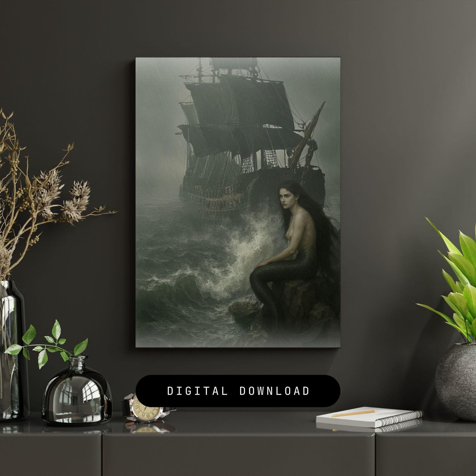 Aesthetic Siren | Mermaid Printable Poster,dark Academia Decor, Ghost ...