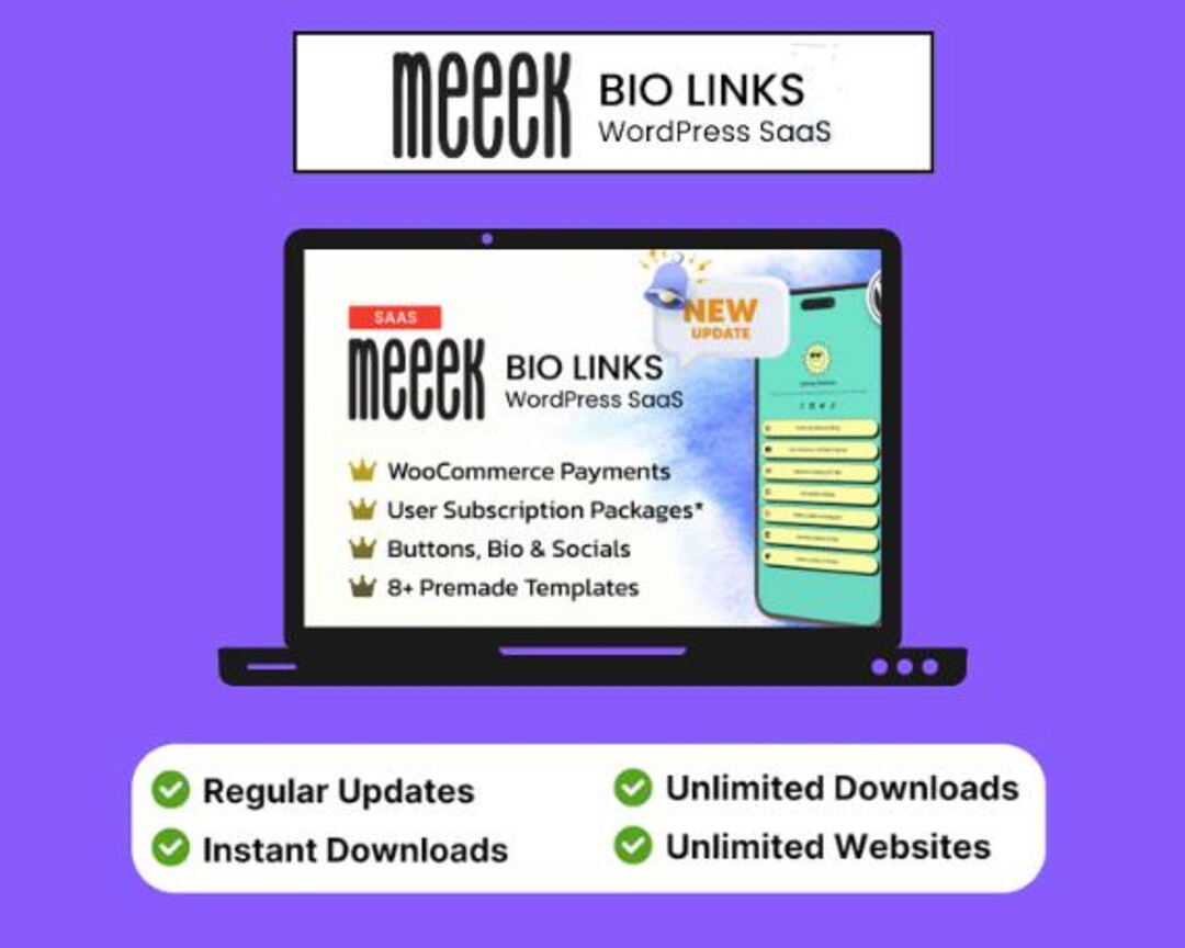 Meeek Link in Bio Saas | Create A Customizable Link in Bio | Premium Wordpress Plugin | GPL ...