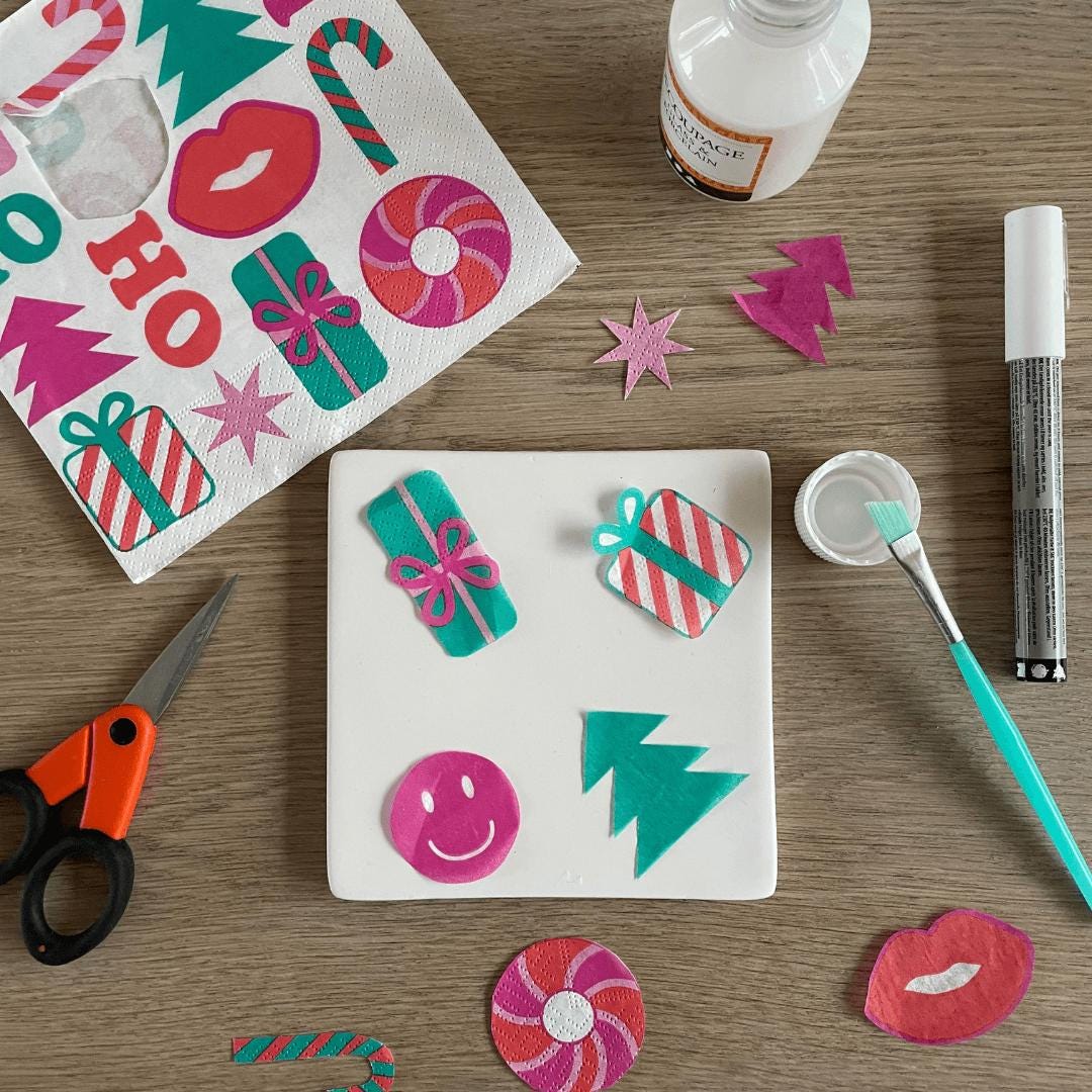 Art Tiles With Decoupage Diy Decoupage Tiles, Custom Tile Crafts, How ...