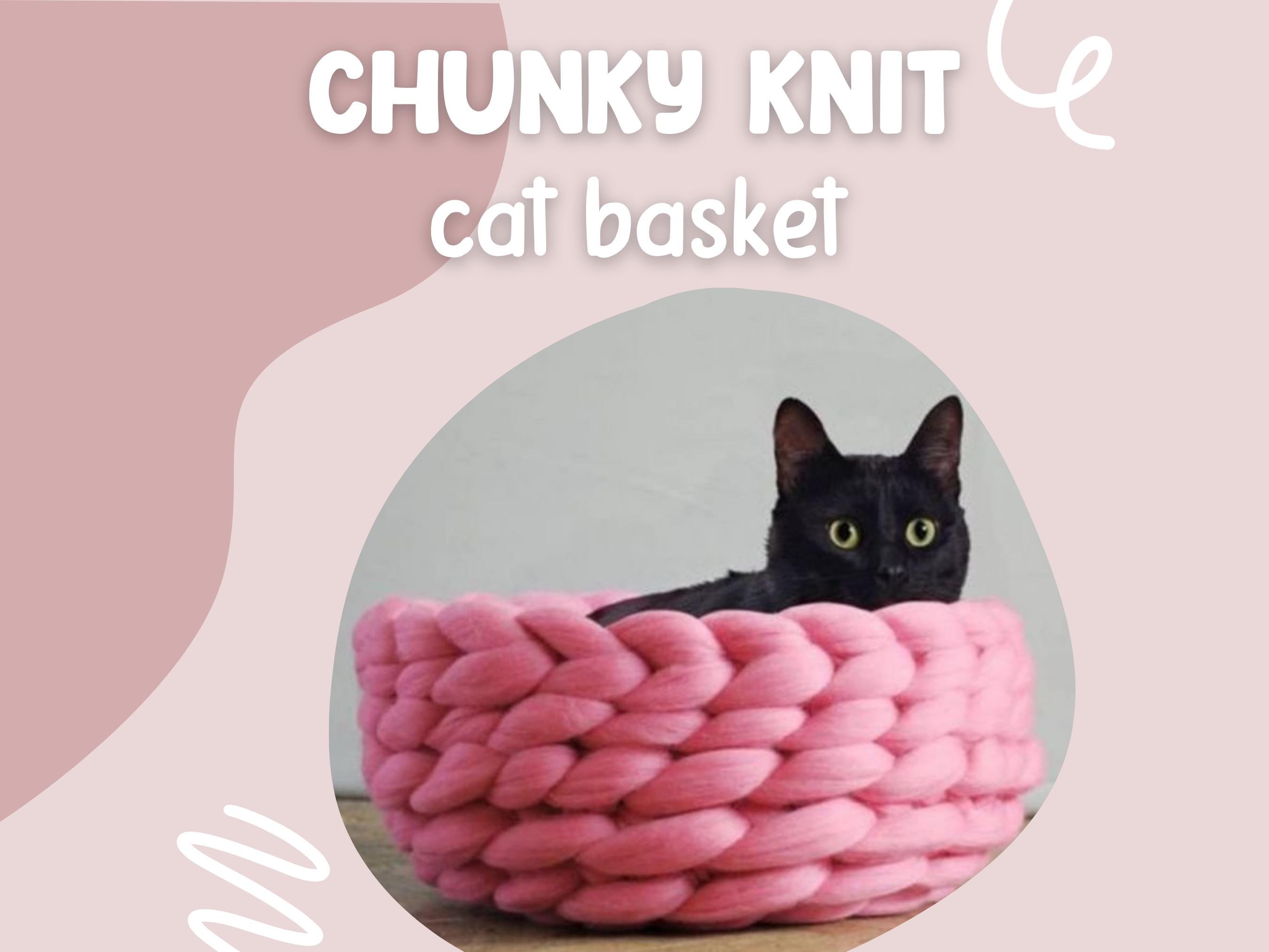 Cat Basket Knitting Pattern - DIY Cat Basket Knitting, Chunky Knit Cat ...