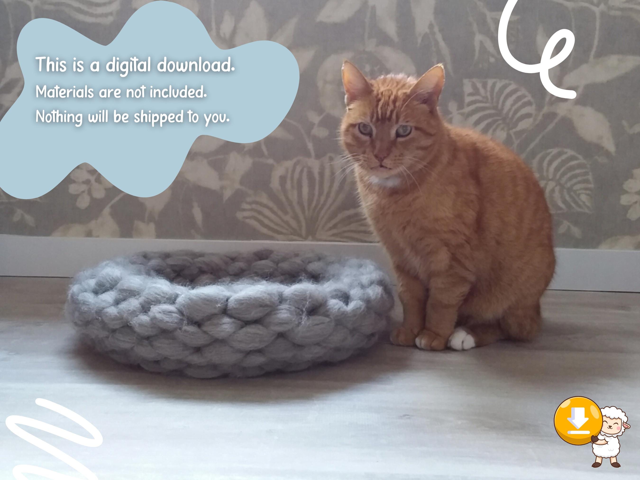 Cat Basket Knitting Pattern - DIY Cat Basket Knitting, Chunky Knit Cat ...