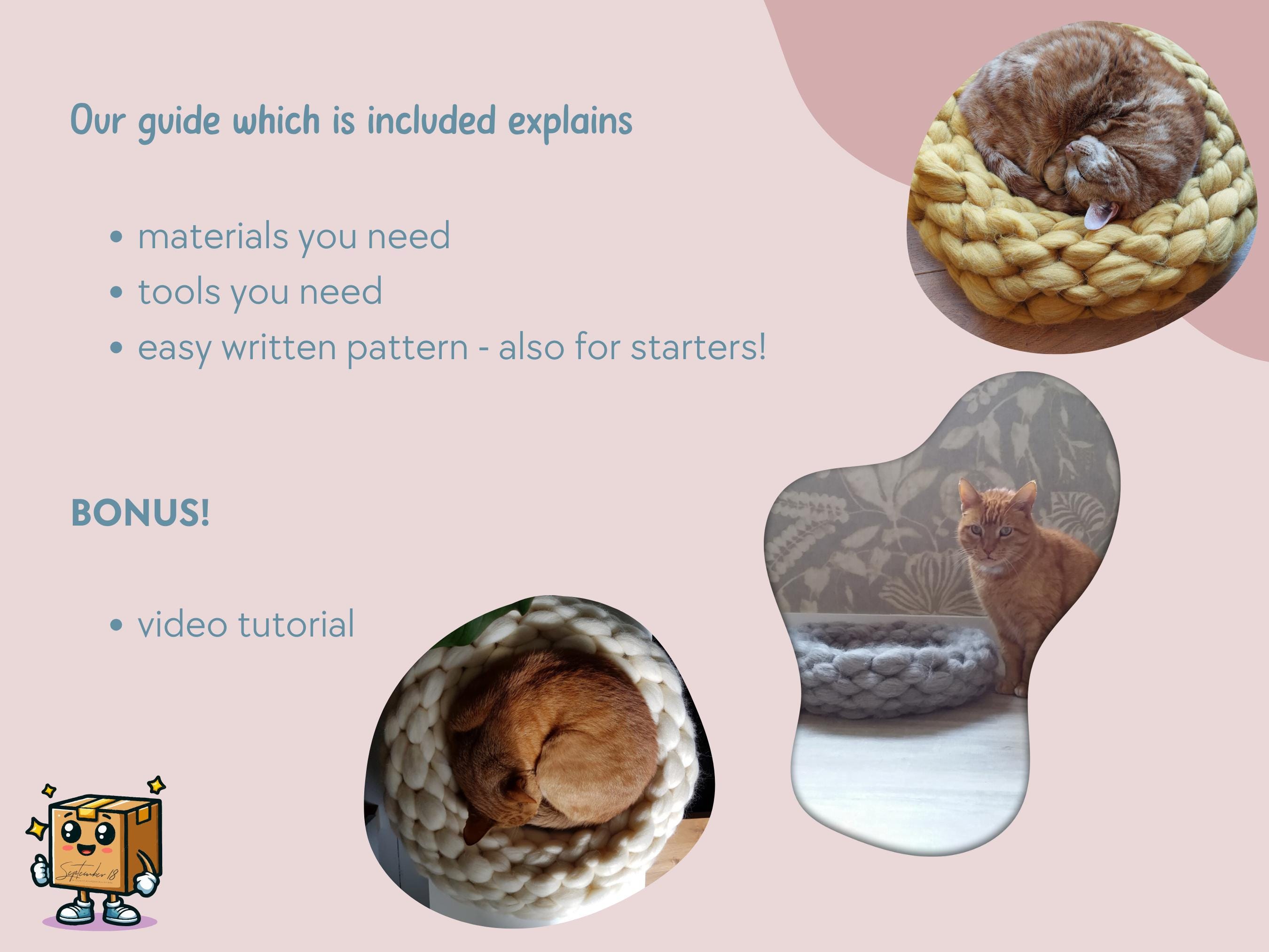 Cat Basket Knitting Pattern - DIY Cat Basket Knitting, Chunky Knit Cat ...