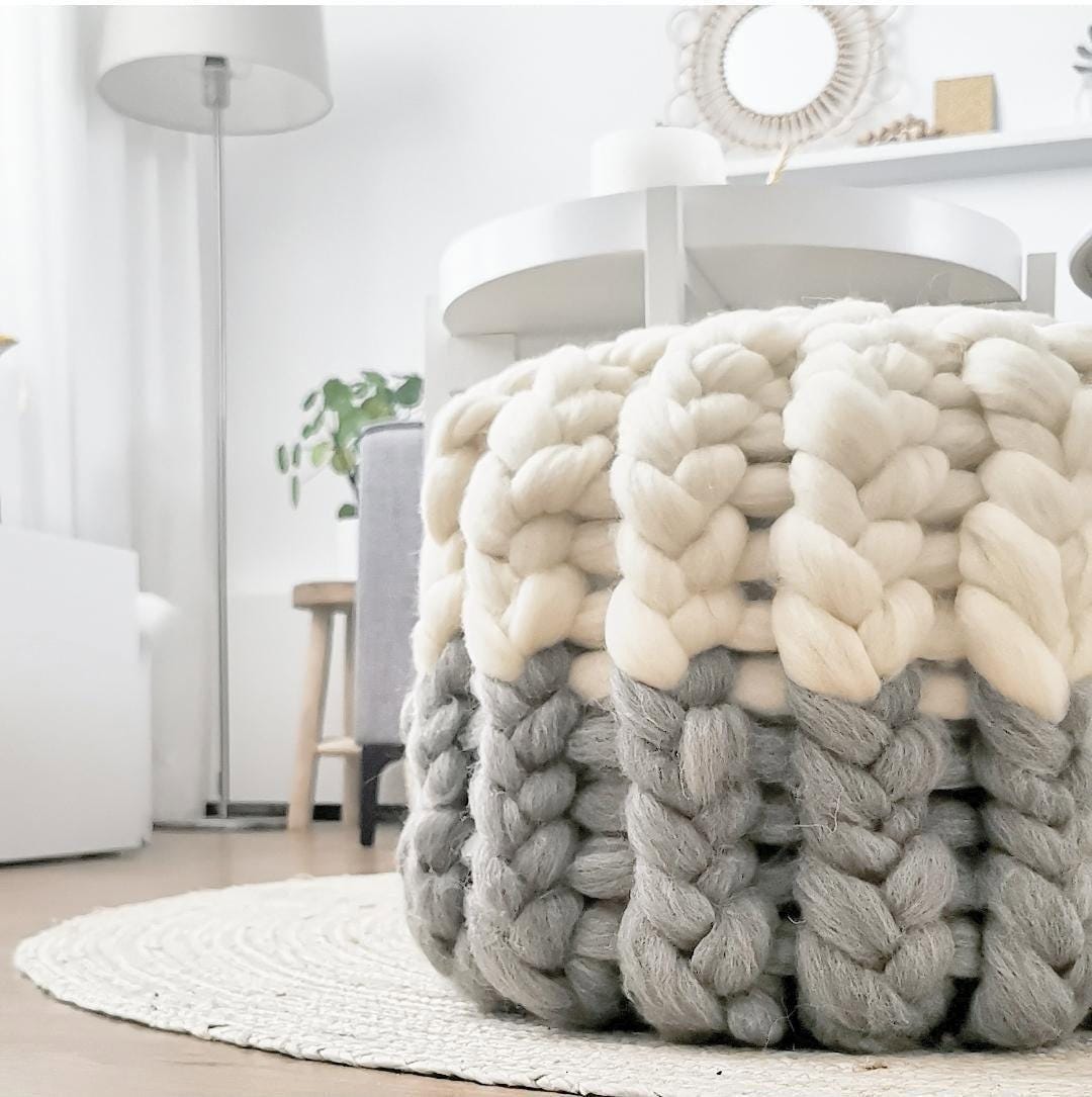 23 PATTERN | XXL Chunky Pouffe Pattern - Digital Knit Pouffe Pattern ...