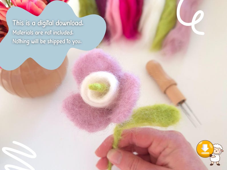 Felted Cup-shaped Flower – DIY Needle Felting Pattern, Spring Craft ...