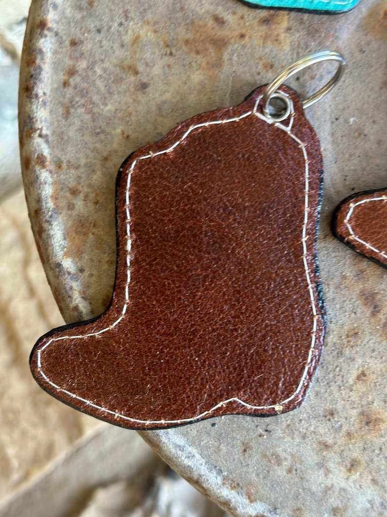 Tooled Leather Boot Keychain: Handmade Western Accessory - Etsy