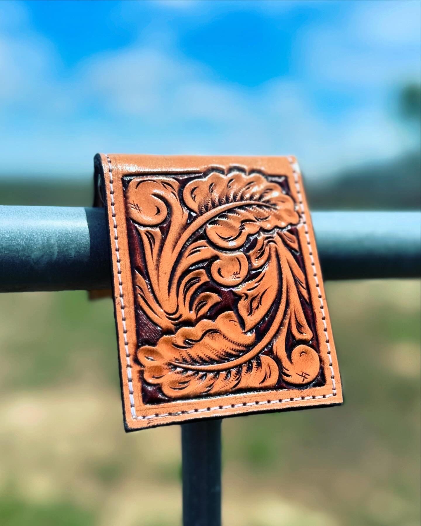 Sunflower Tooled Wallet Moneyclip Wallet Hand Tooled - Etsy