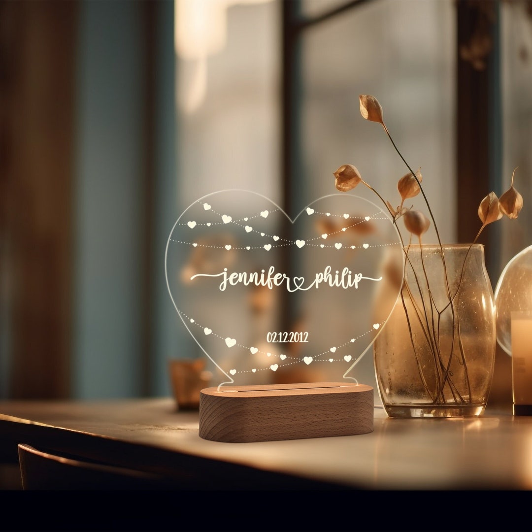 Personalized Night Light for Couples, Engagement Gifts, Custom Couple ...