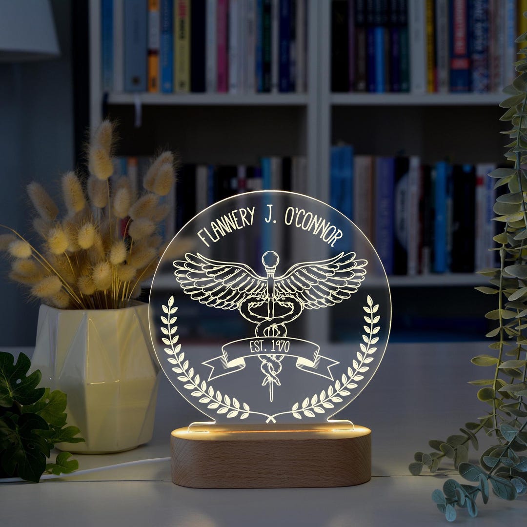 Personalized Doctor Night Light, Custom Caduceus Gift, Doctor Office ...