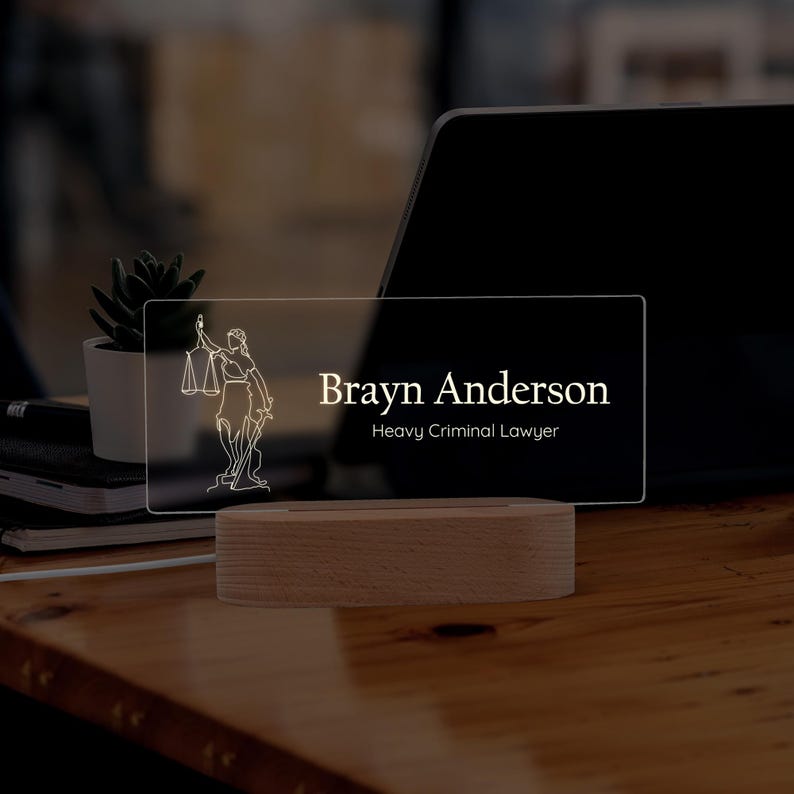 Personalized Lawyer Nameplate, Custom Office Gifts, Solicitor Desk Lamp ...