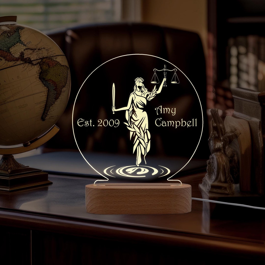 Personalized Lady Justice Night Light, Custom Lawyer Office Decor, Law ...