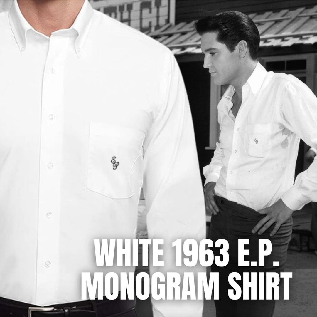 Elvis Presley Monogram E.P. White Button-up Shirt 1963 Replica - Etsy