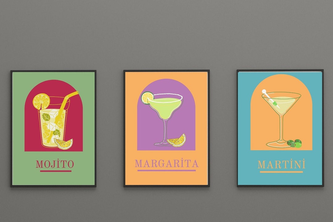 Cocktail Poster, Retro Cocktail Art, Retro Bar Poster, Mid Century ...