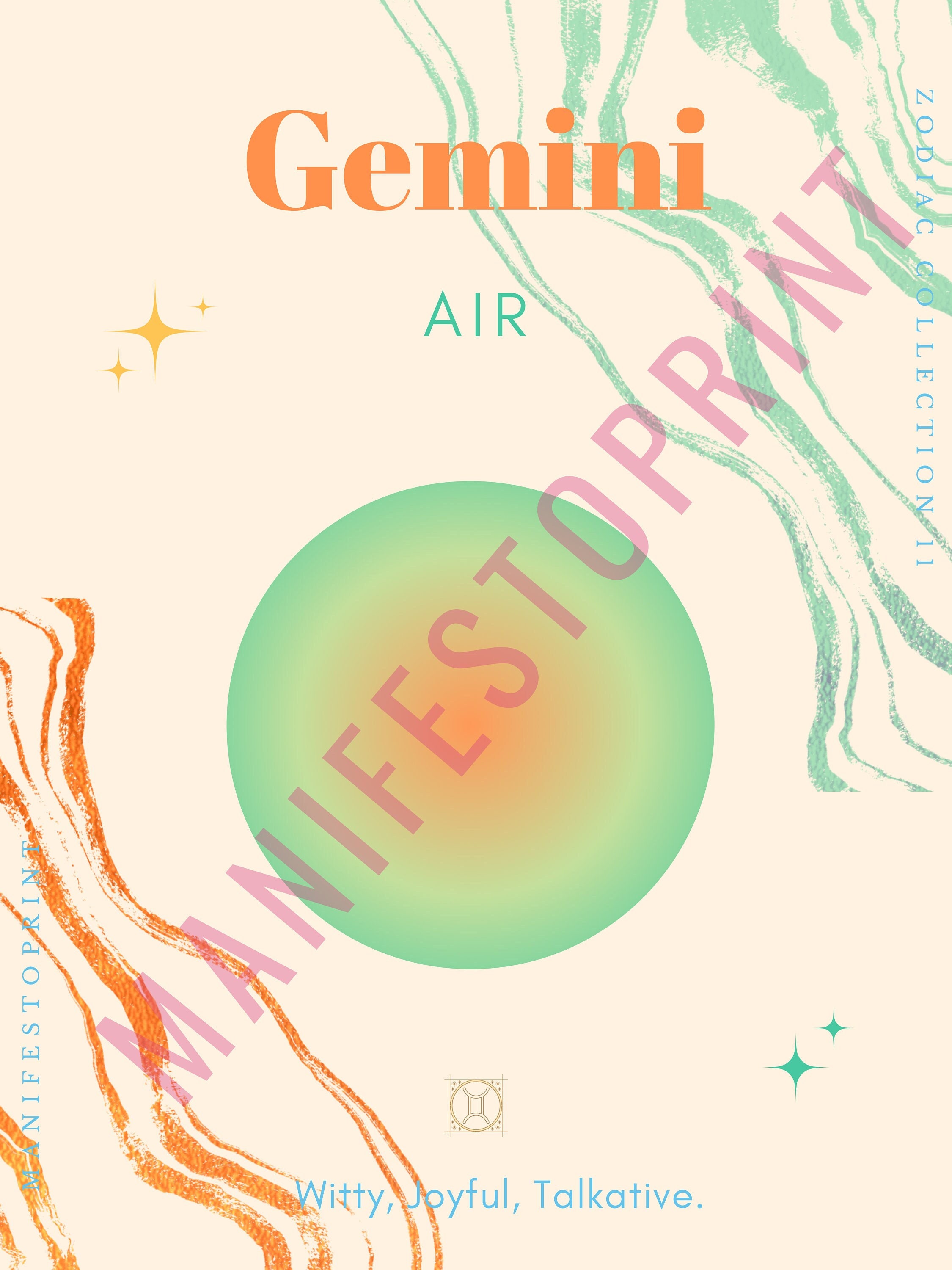 Vintage Gemini Zodiac Signs Printable Poster - Etsy