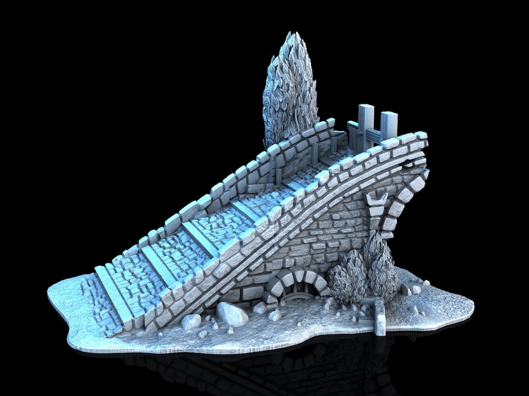 Bridge Half Old Fantasy Stone Bridge Medieval Overpass Tabletop ...