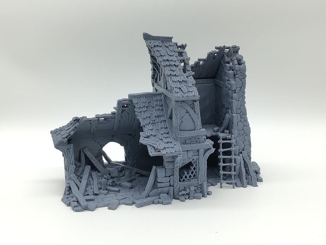 Miniature Stone Fantasy House Ruin Small Half Timbered Medieval ...