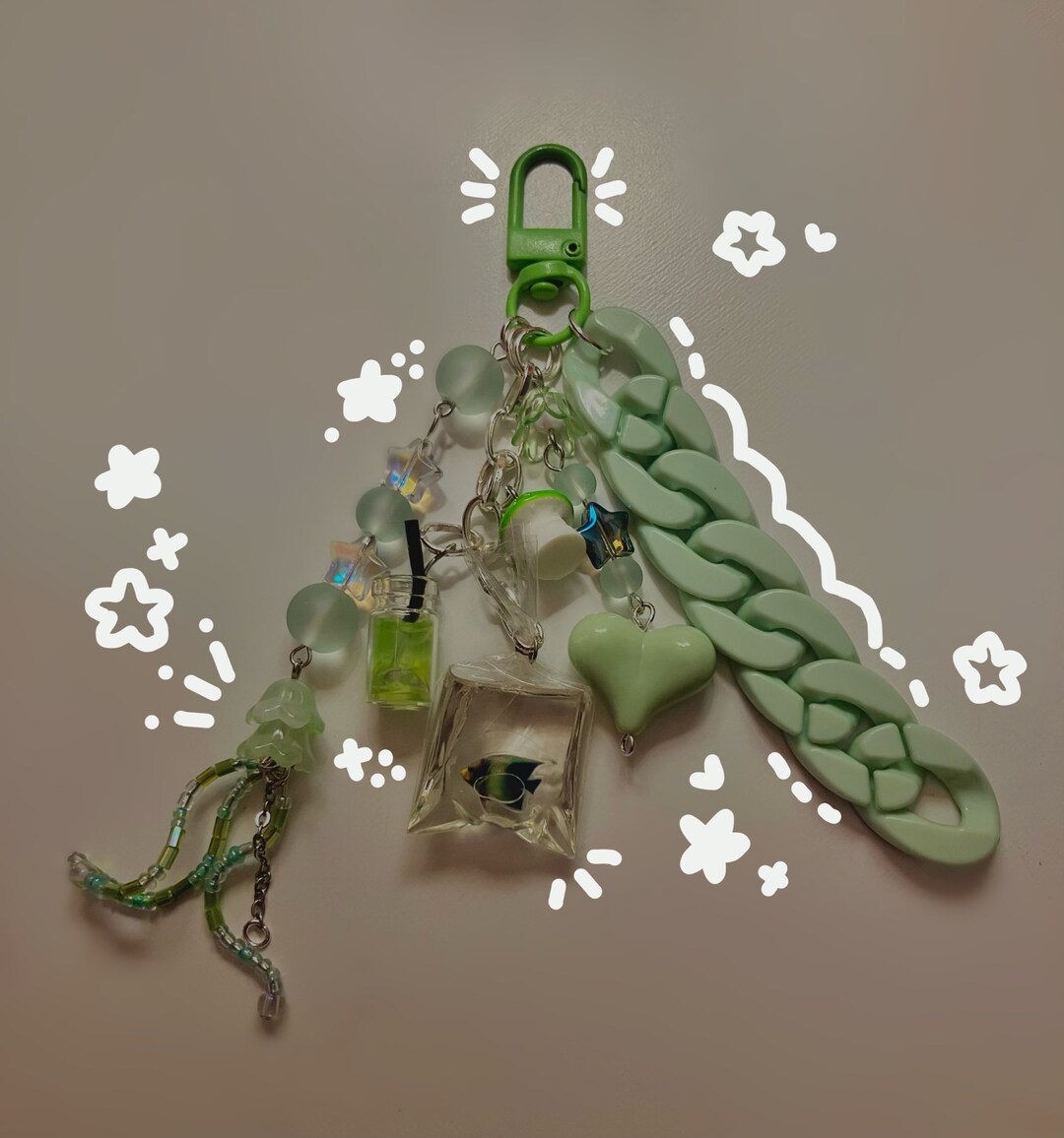 Green Ocean Themed Keychain - Etsy
