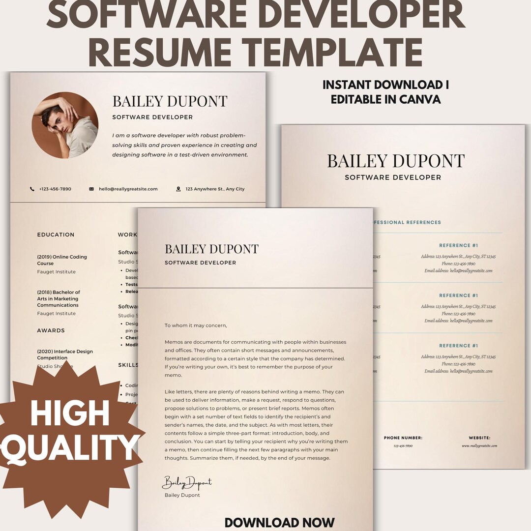 Software Engineer, Professional Resume Template, CV Template Word ...