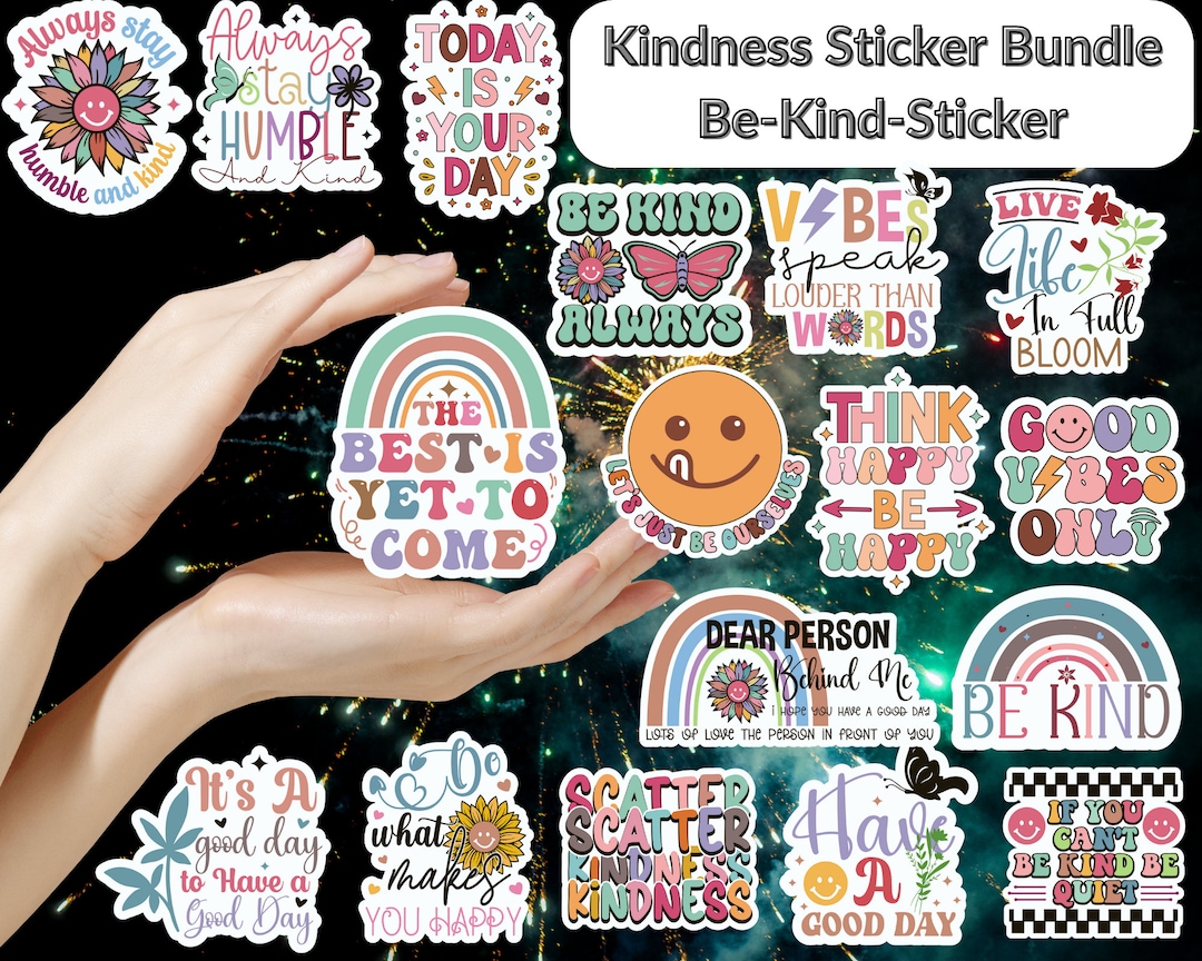 Kindness Stickers, Digital Sticker Pack, Stickers Bundle, Sticker Png ...