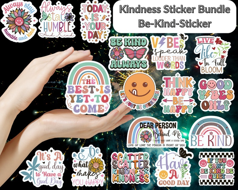 Kindness Stickers, Digital Sticker Pack, Stickers Bundle, Sticker Png ...