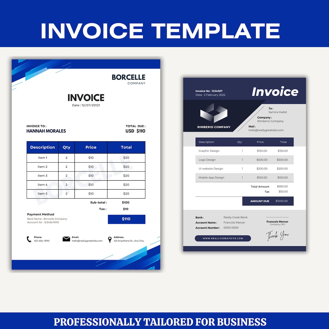 Professional Custom Invoice, Invoice for Business, Invoice With Logo ...