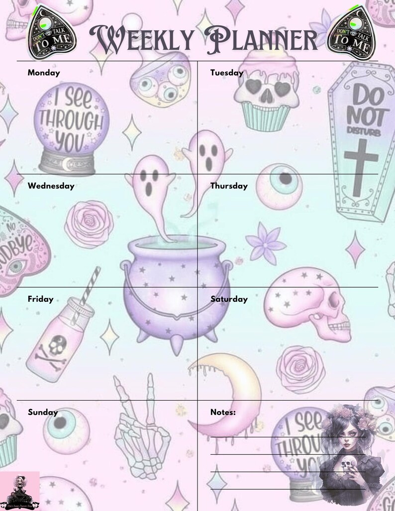 Pastel Goth Weekly Planner Pages - Etsy