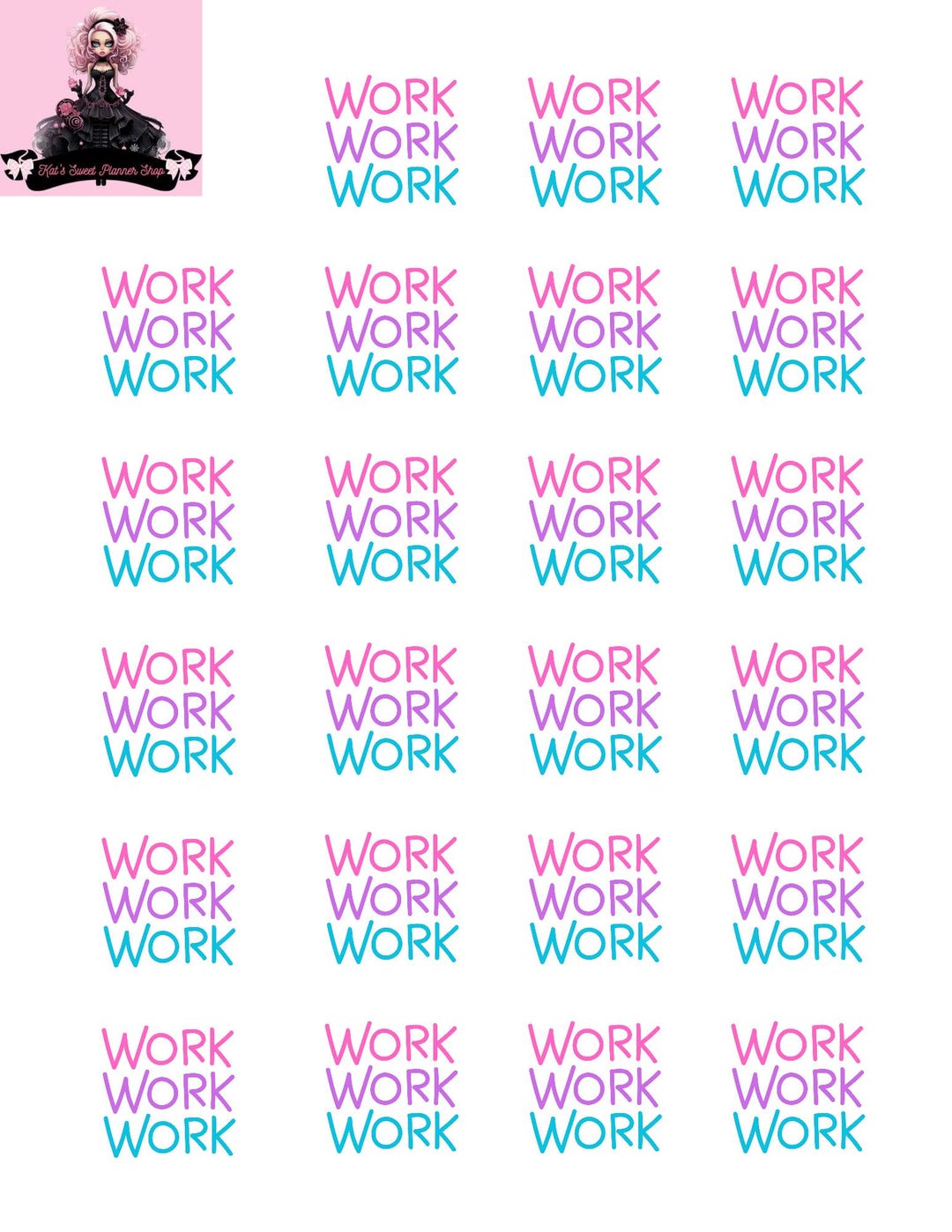Work Work Work Sticker Sheet - Etsy