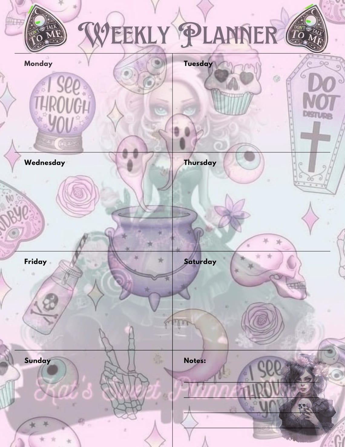 Pastel Goth Weekly Planner Pages - Etsy