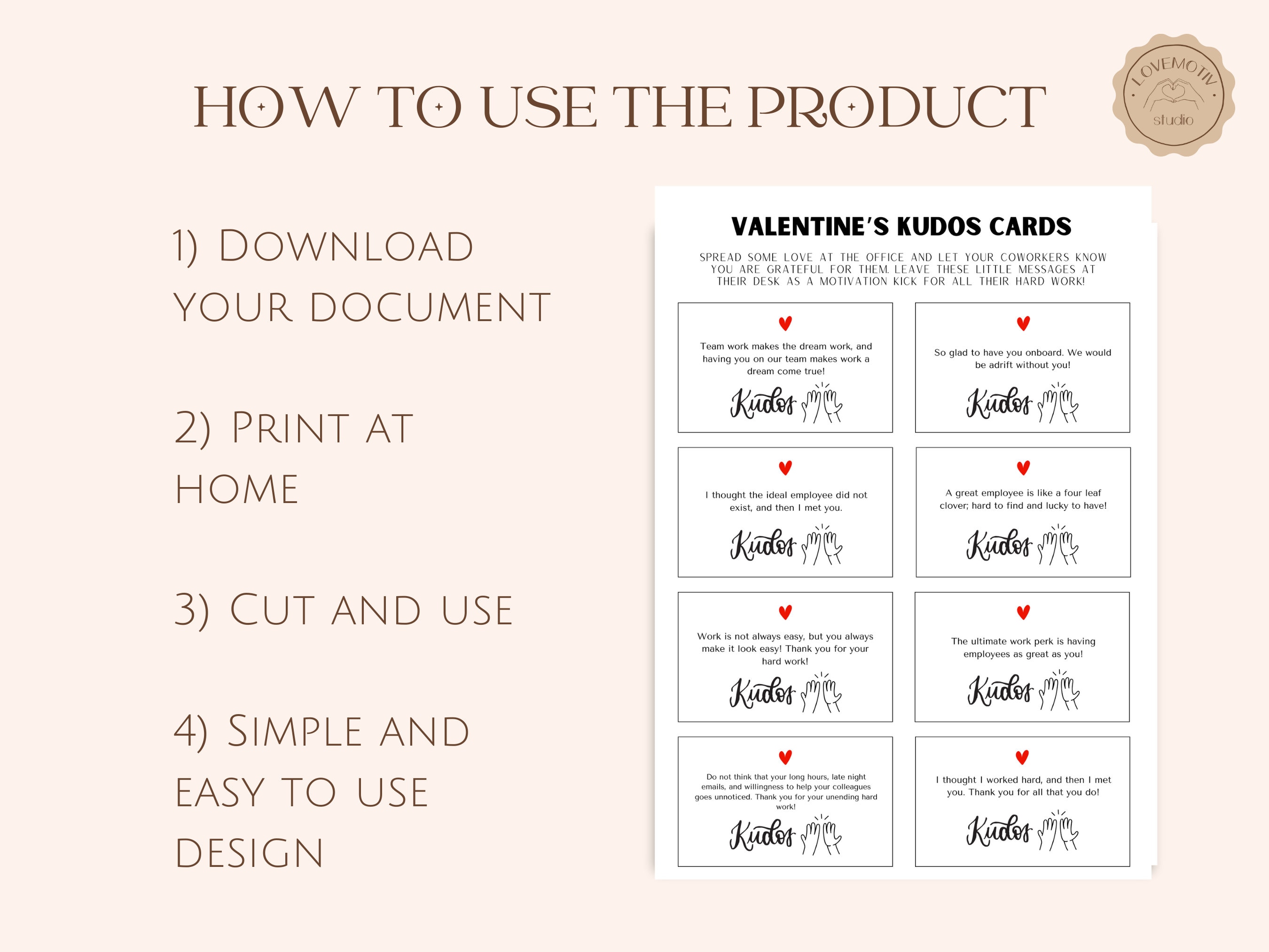 Valentine's Day Office Gift Printable Kudos Cards Coworker Valentines ...
