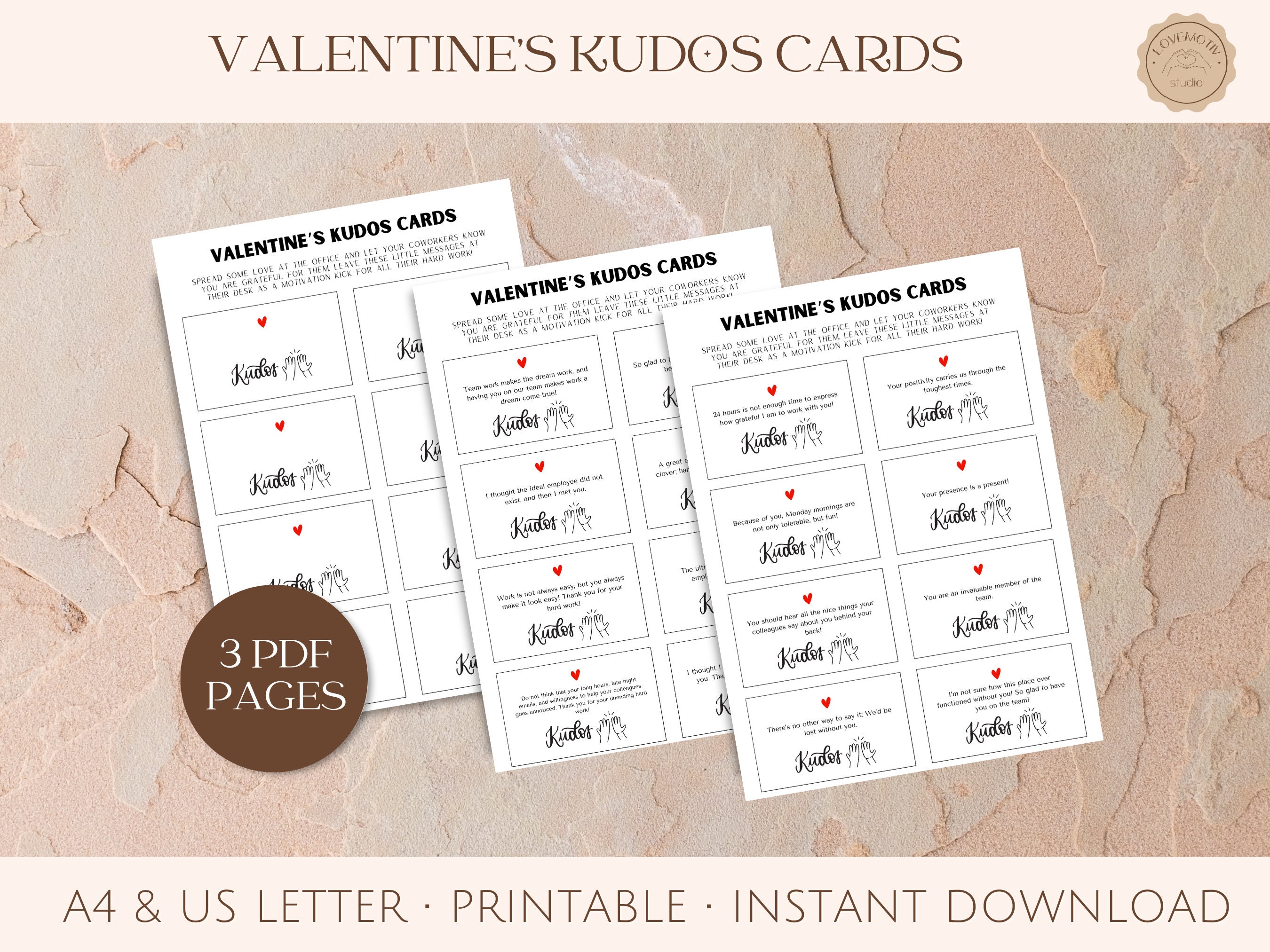 Valentine's Day Office Gift Printable Kudos Cards Coworker Valentines ...