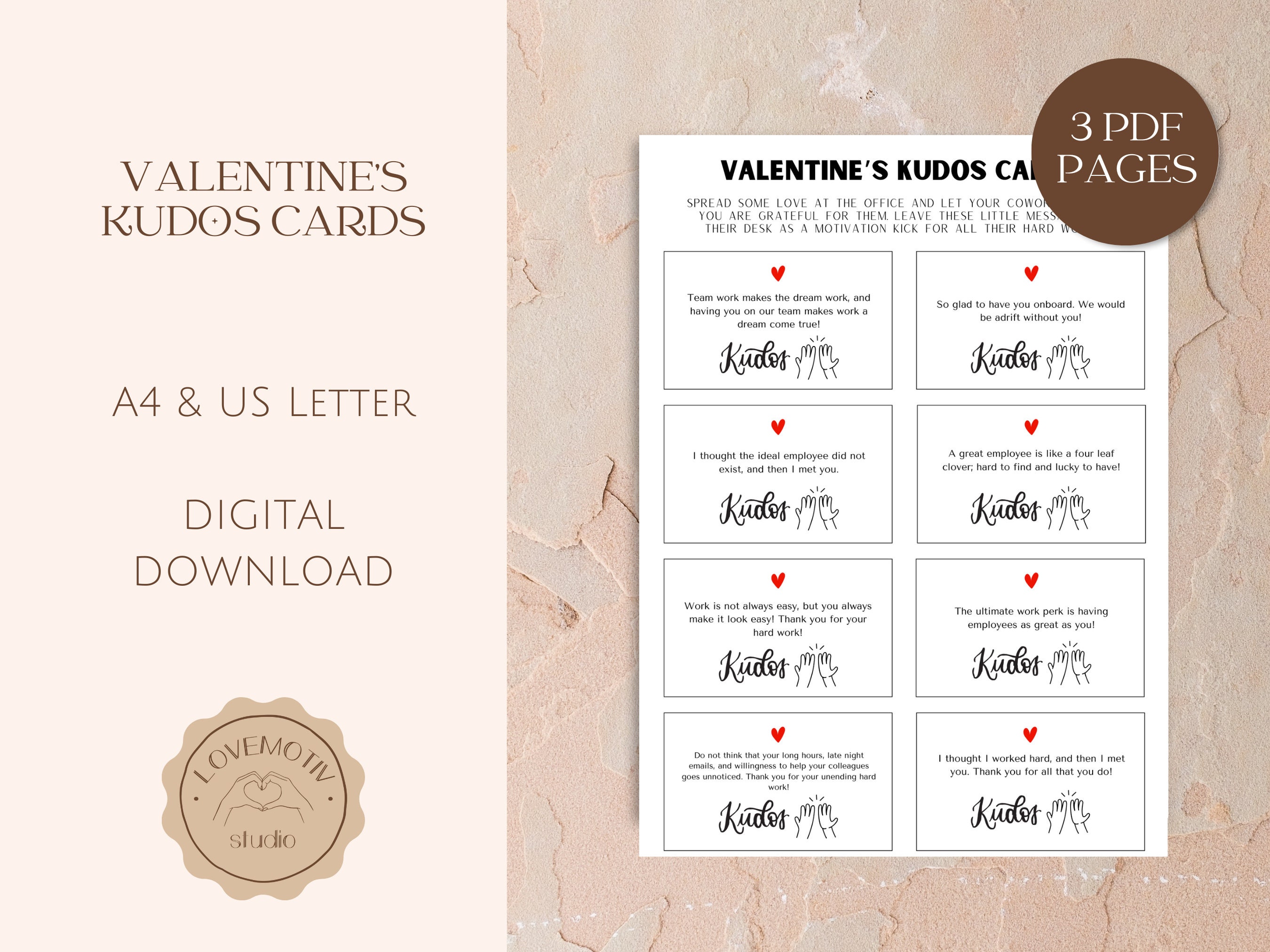Valentine's Day Office Gift Printable Kudos Cards Coworker Valentines ...