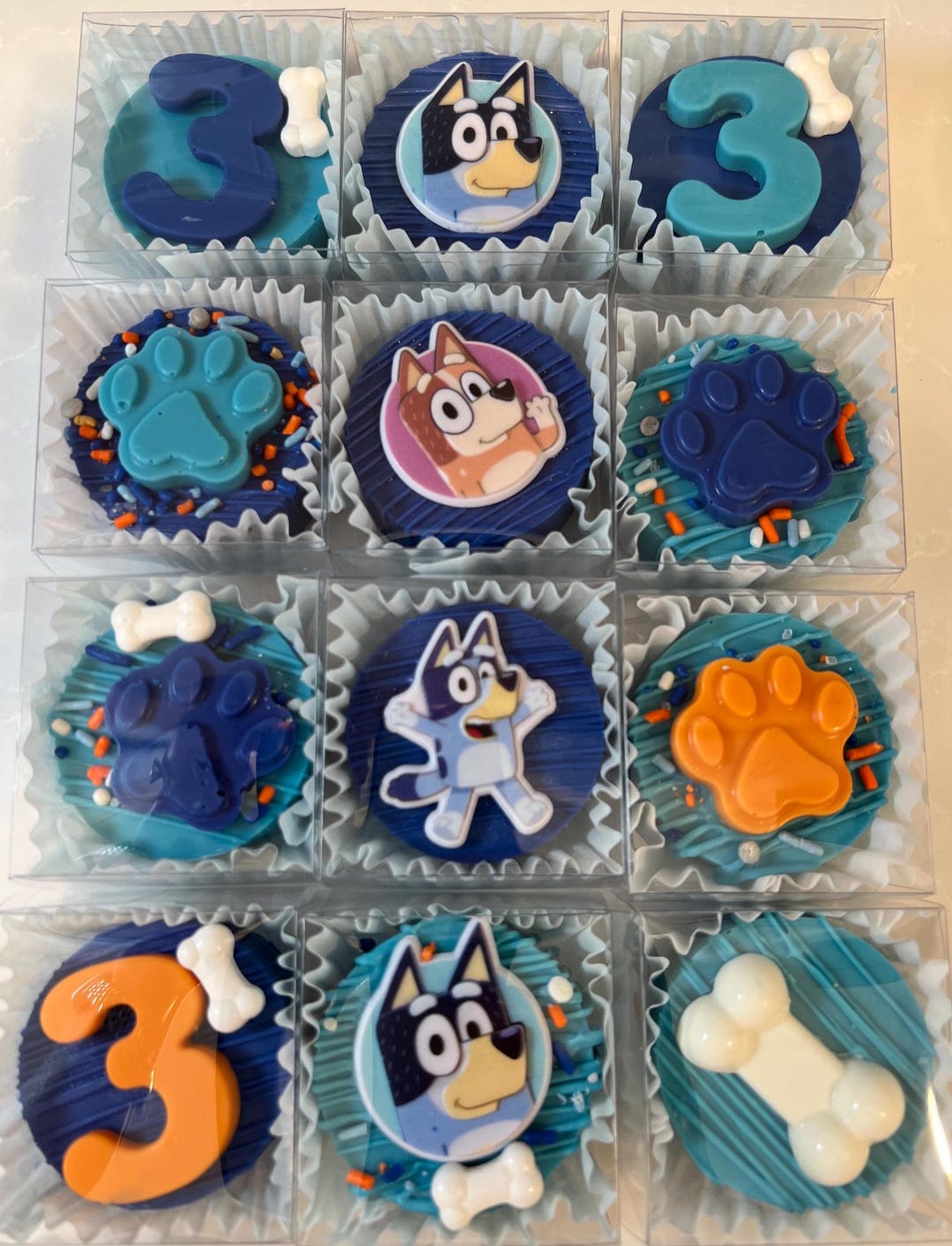 50 Pieces Bluey Theme Chocolate Covered Treats Party Favors, Baby ...