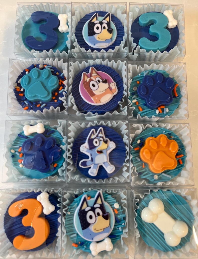 50 Pieces Bluey Theme Chocolate Covered Treats Party Favors, Baby ...
